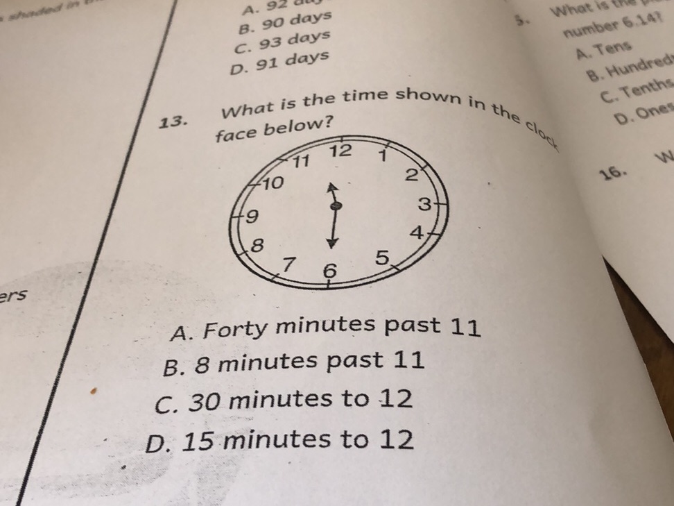 13. What is the time shown in the clock face | StudyX