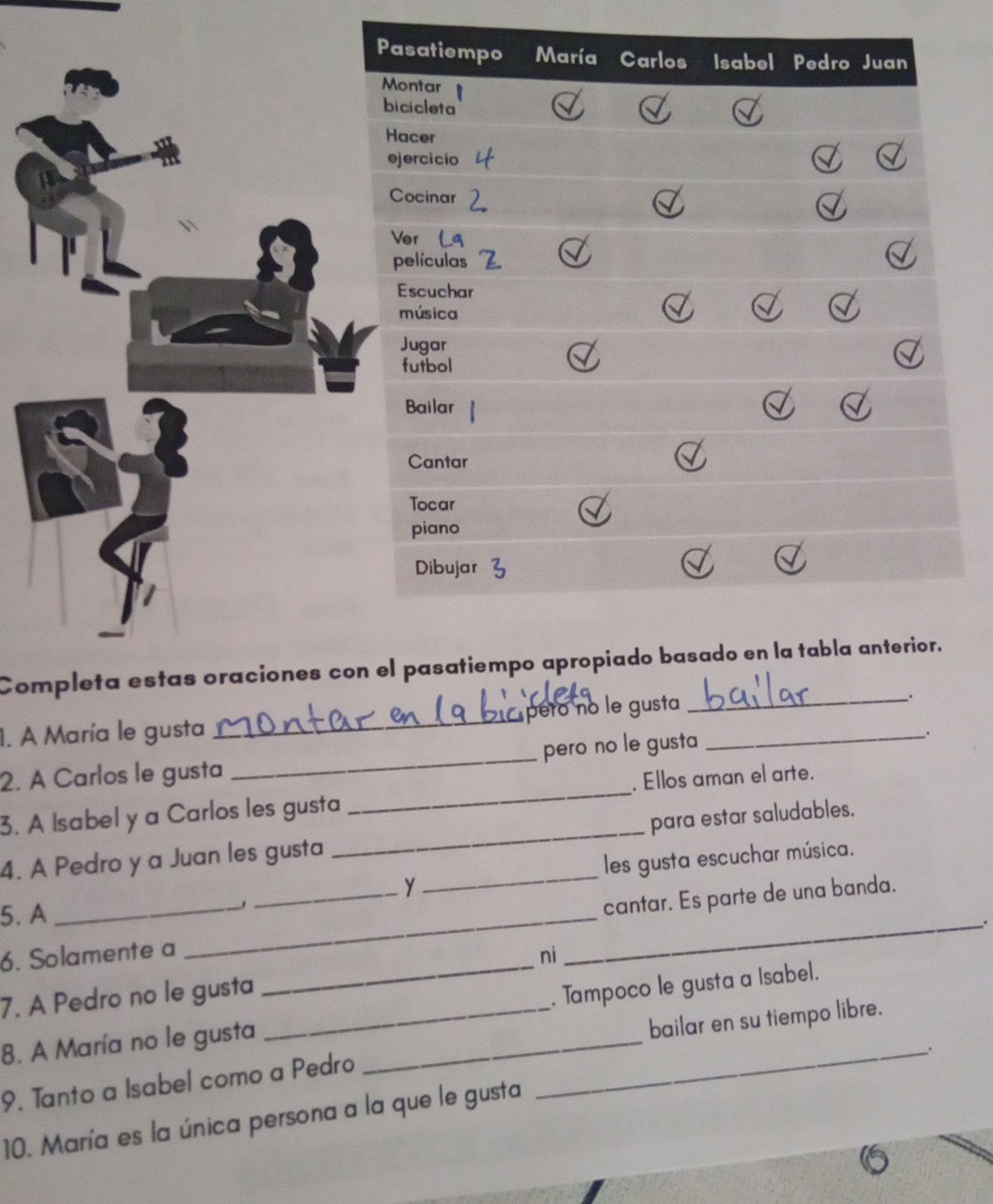 Pasatiempo | María | Carlos | Isabel | | StudyX