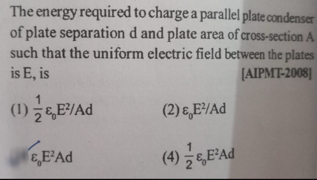 The energy required to charge a parallel | StudyX