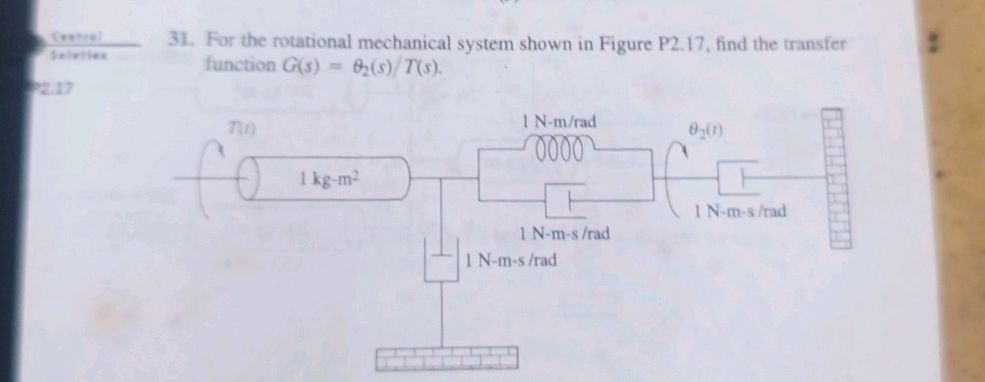 31. For the rotational mechanical system | StudyX