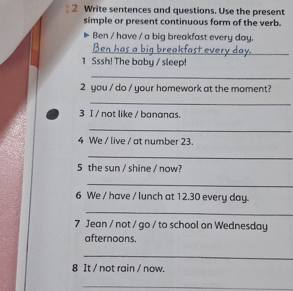 Write sentences and questions. Use the | StudyX