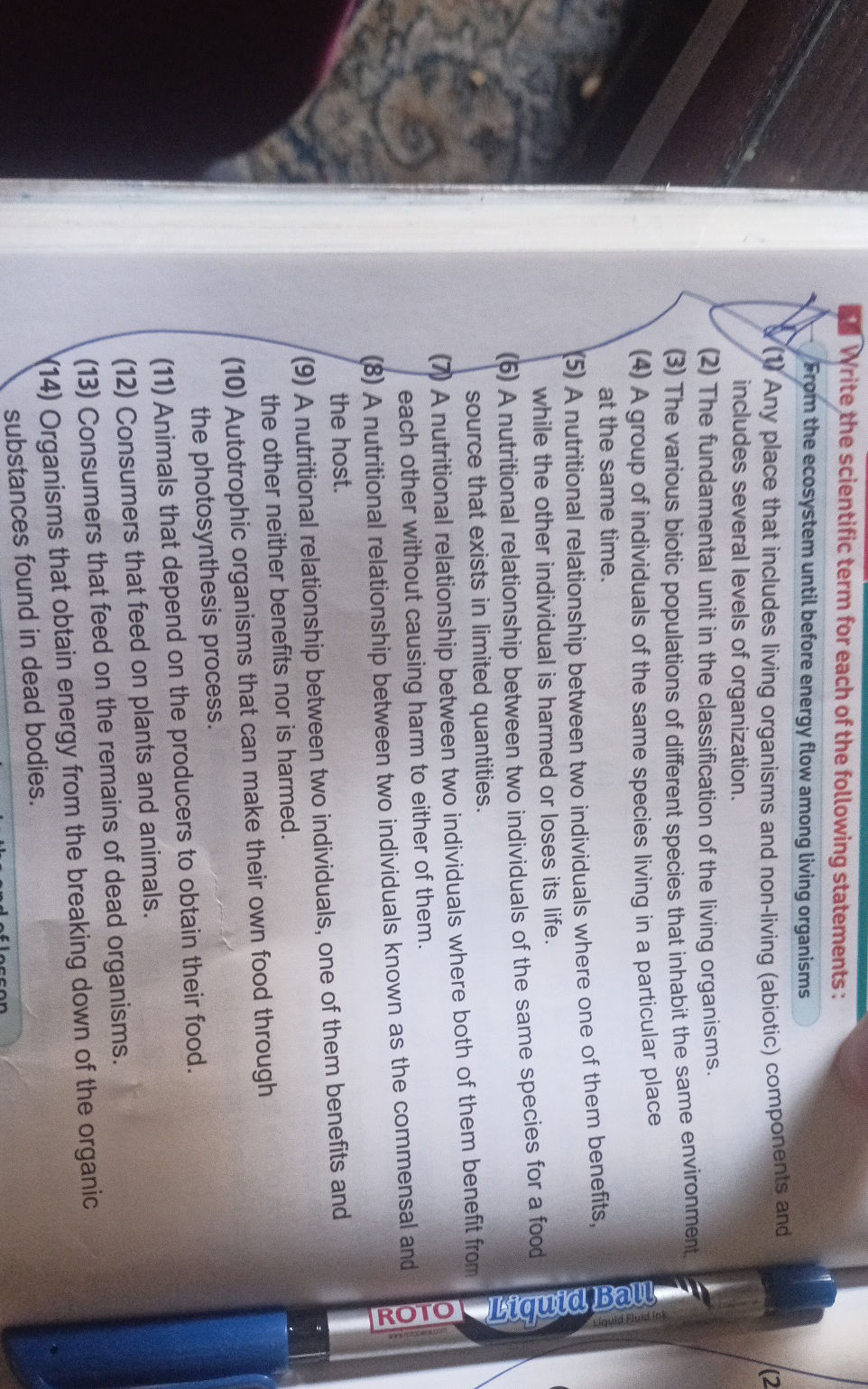 Write the scientific term for each of the | StudyX