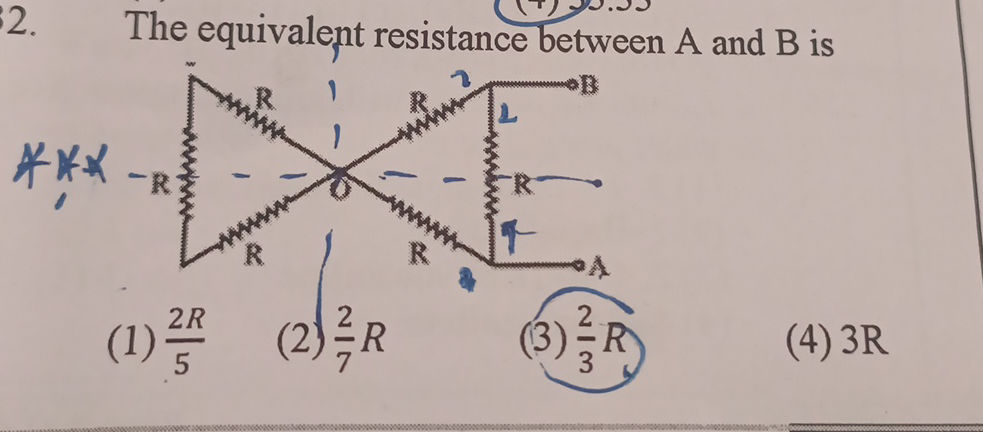 The equivalent resistance between A and B is | StudyX