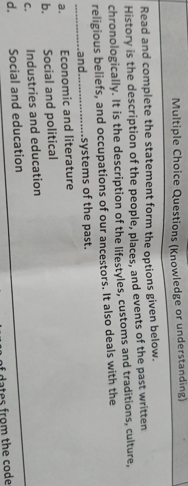 Read and complete the statement form the | StudyX