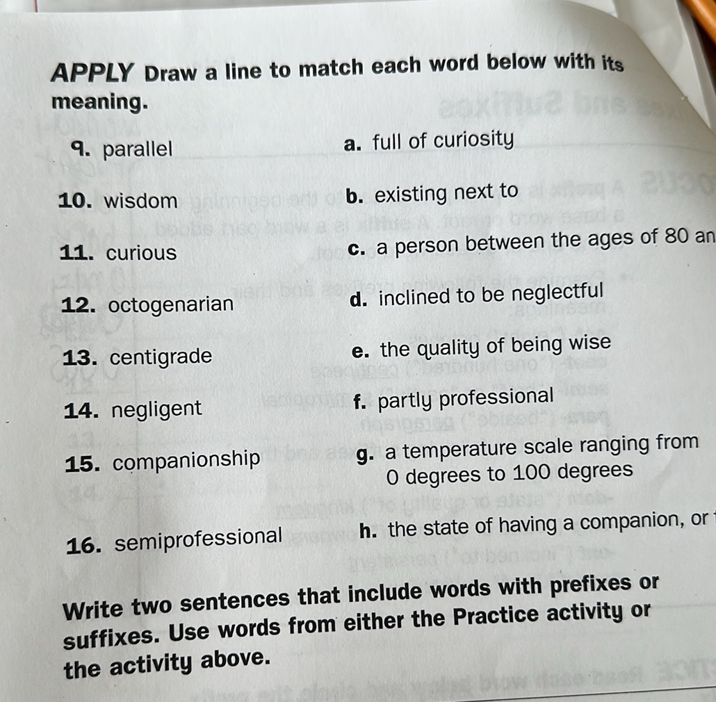 Draw a line to match each word below with | StudyX