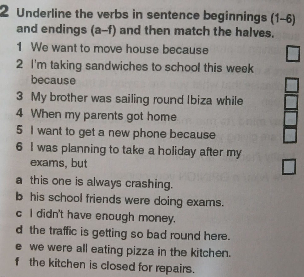 2 Underline the verbs in sentence beginnings | StudyX