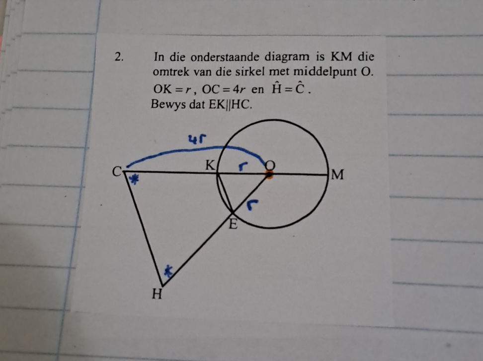 2. In die onderstaande diagram is KM die | StudyX