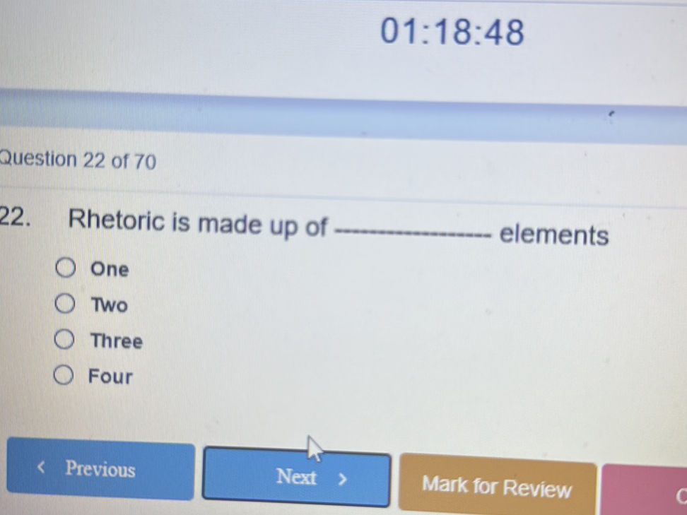 22. Rhetoric is made up of ________ elements | StudyX