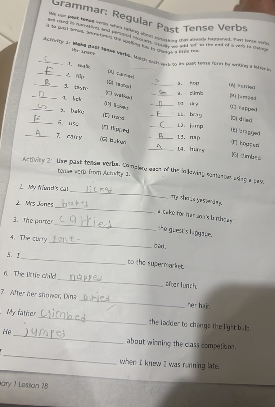 Grammar: Regular Past Tense Verbs We use | StudyX