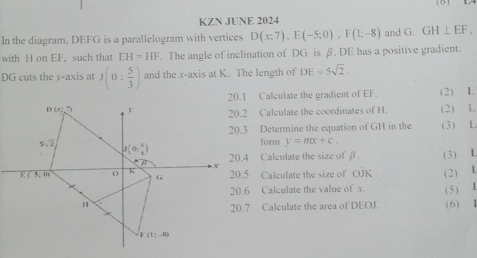 In the diagram, DEFG is a parallelogram with | StudyX
