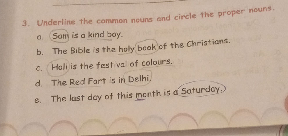 3. Underline the common nouns and circle the | StudyX