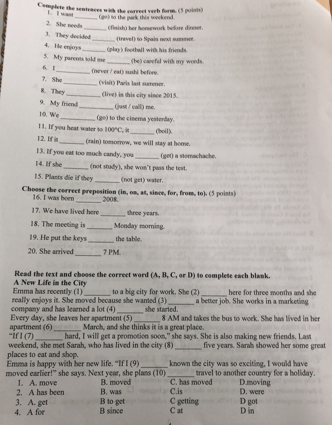 Complete the sentences with the correct verb | StudyX