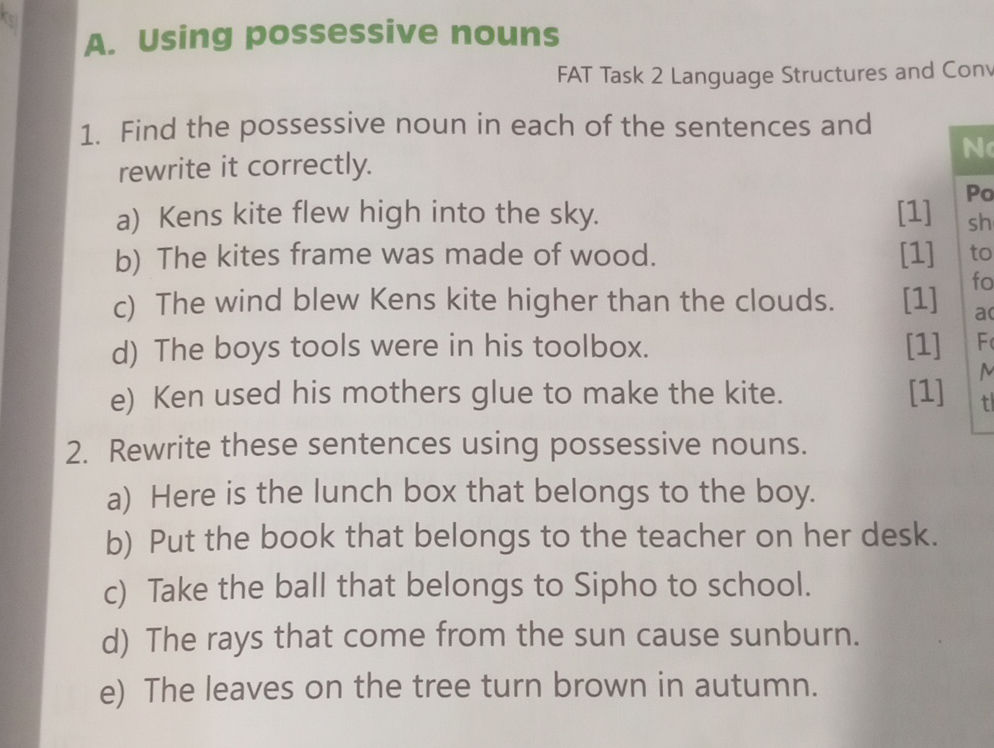 A. Using possessive nouns 1. Find the | StudyX