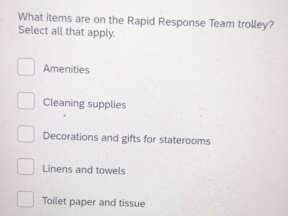 What items are on the Rapid Response Team | StudyX