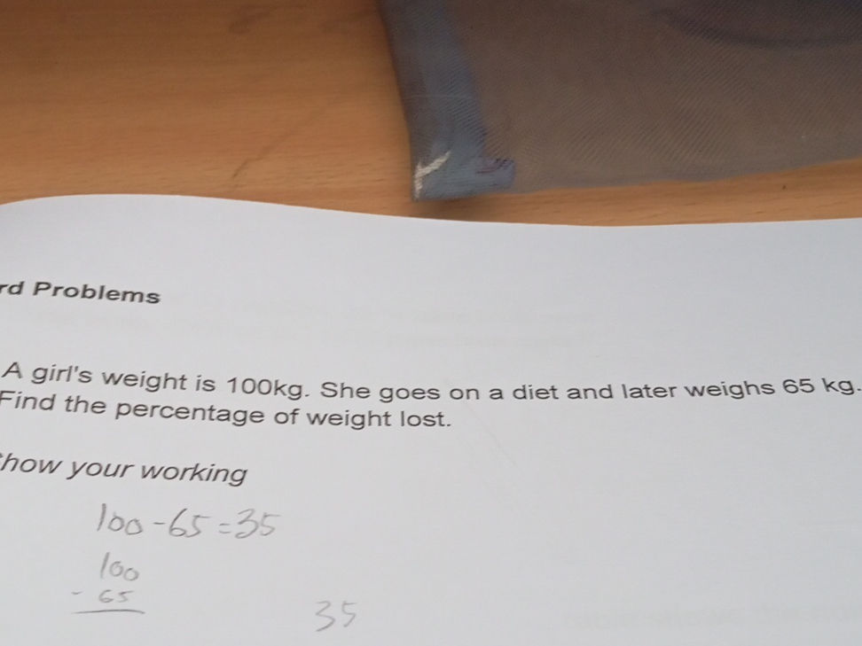 A girl's weight is 100kg. She goes on a diet | StudyX