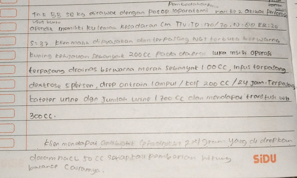 Tn. R BB 58 kg dirawat dengan posop | StudyX