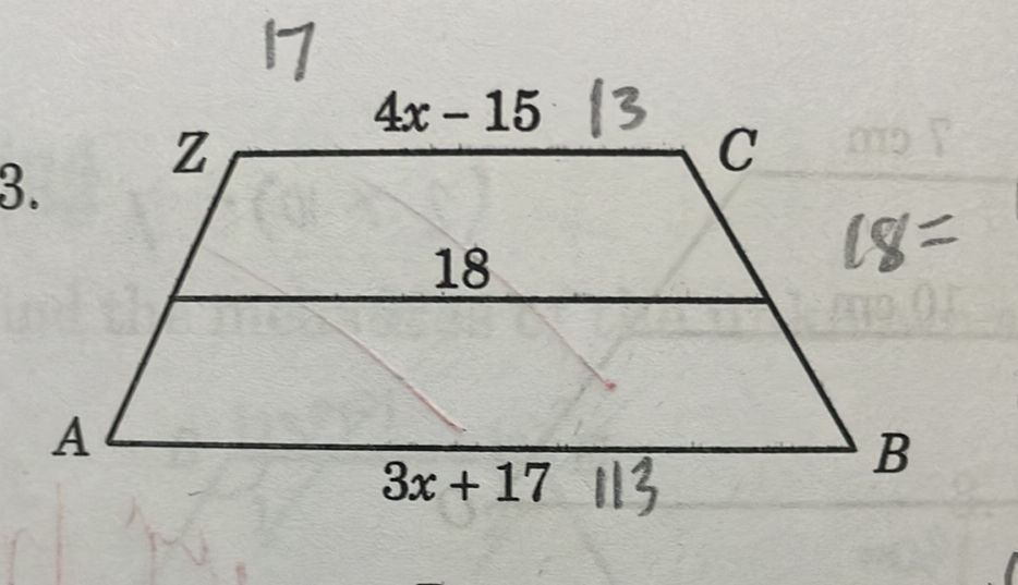 The image shows a trapezoid with the | StudyX