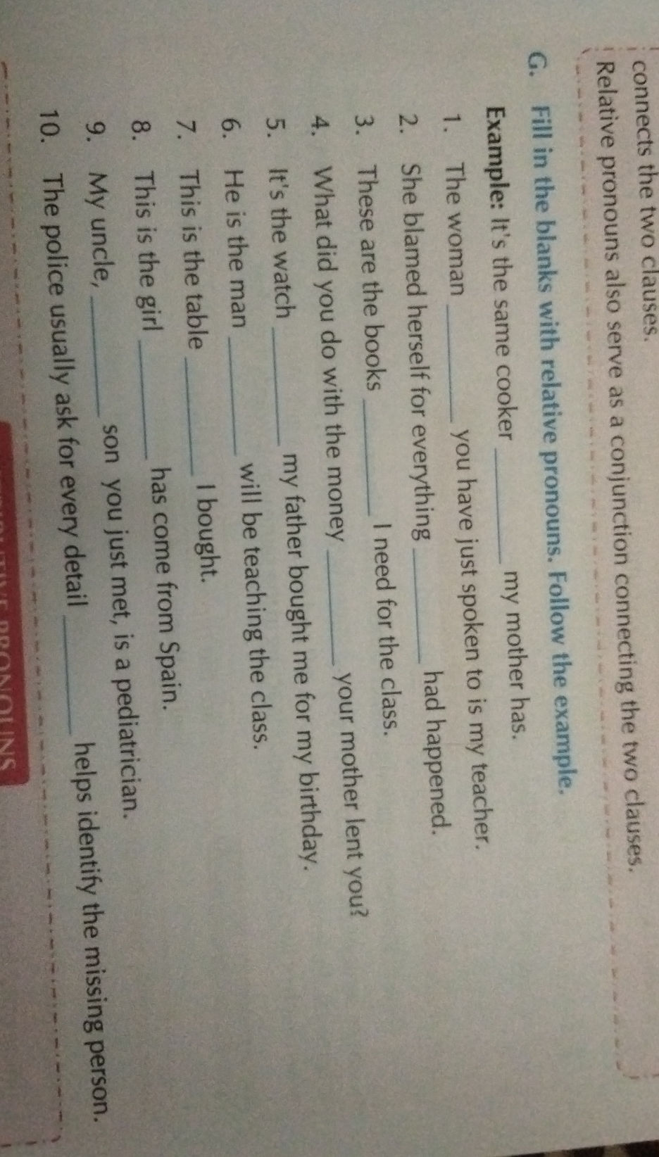 G. Fill in the blanks with relative | StudyX