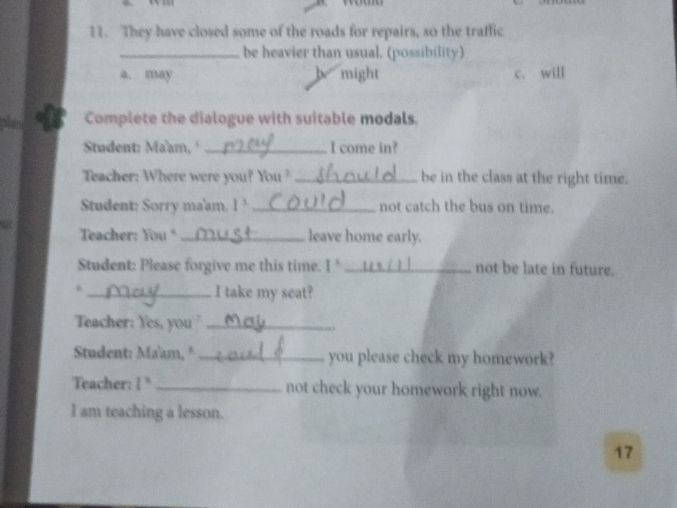 Complete the dialogue with suitable modals. | StudyX