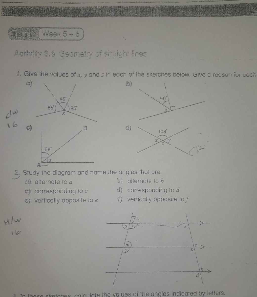 1. Give the values of x, y and z in each of | StudyX