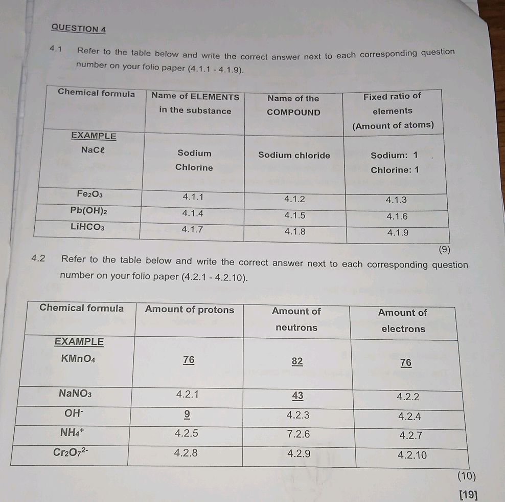 4.1 Refer to the table below and write the | StudyX