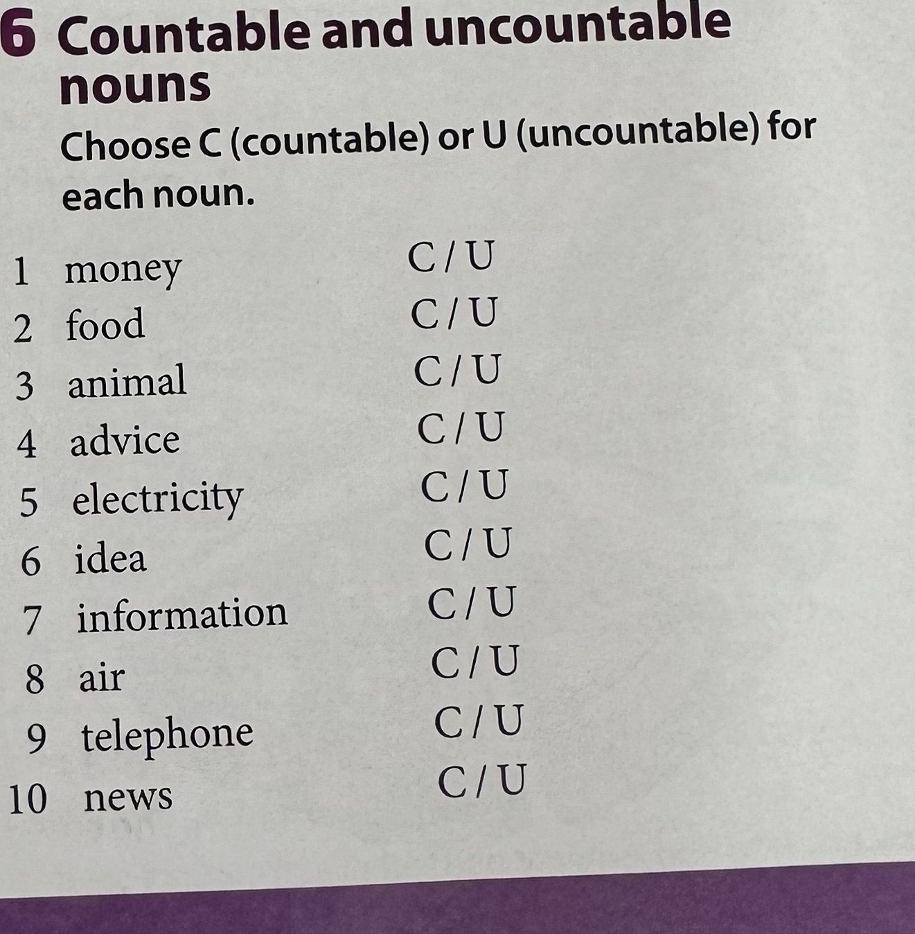 Choose C (countable) or U (uncountable) for | StudyX