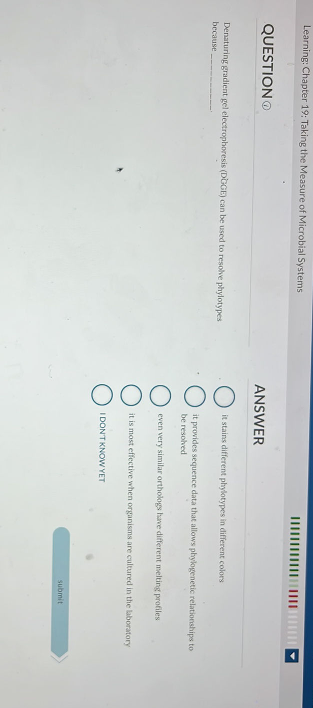 Denaturing gradient gel electrophoresis | StudyX