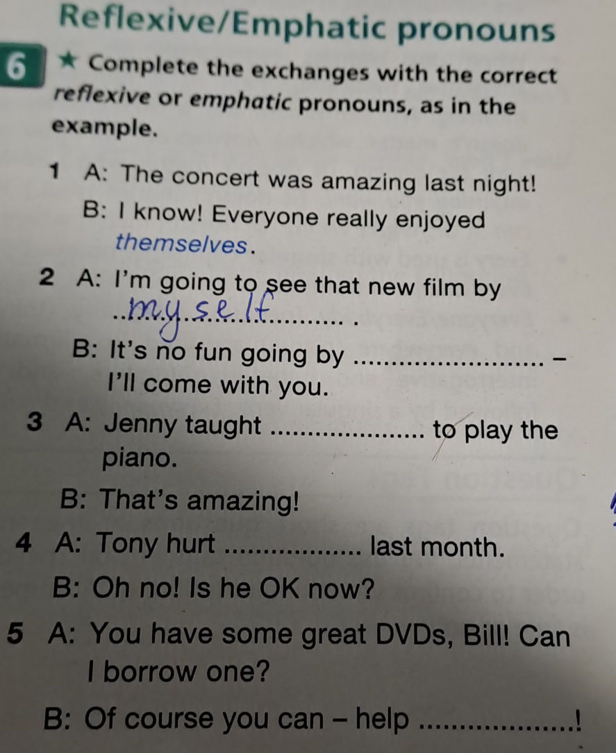 Complete the exchanges with the correct | StudyX