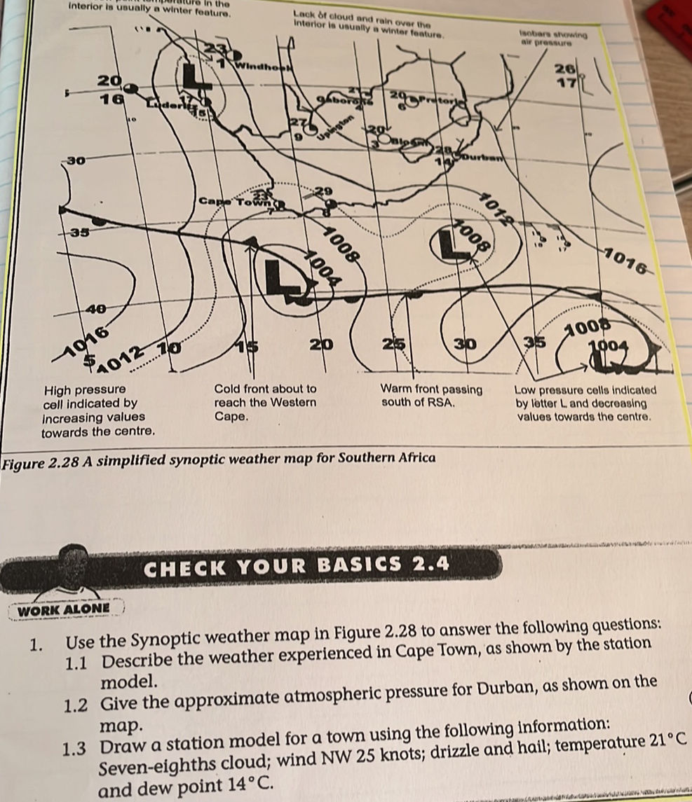 1. Use the Synoptic weather map in Figure | StudyX