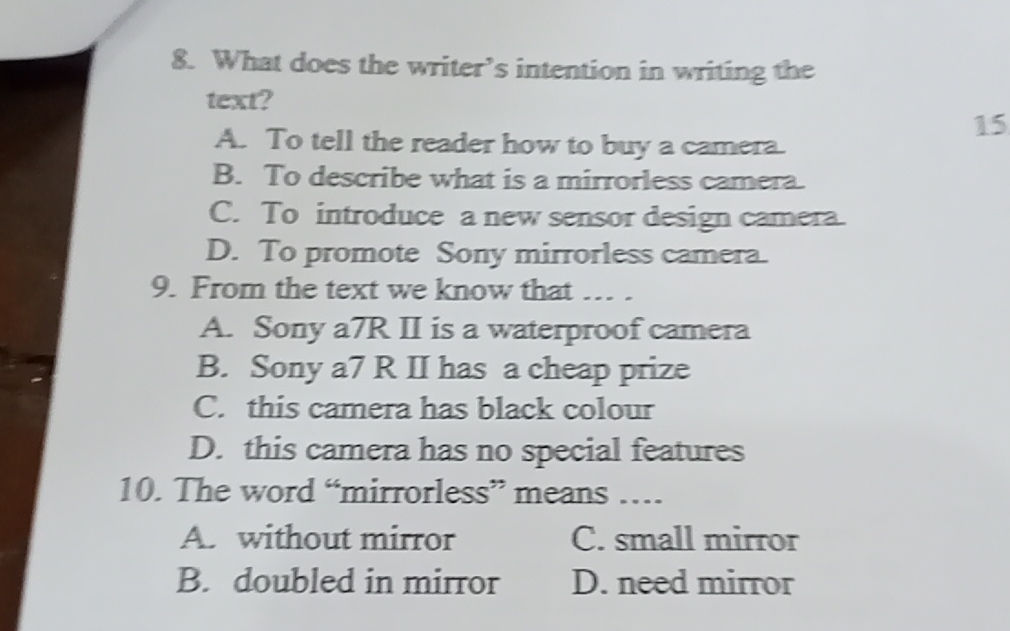 8. What does the writer's intention in | StudyX