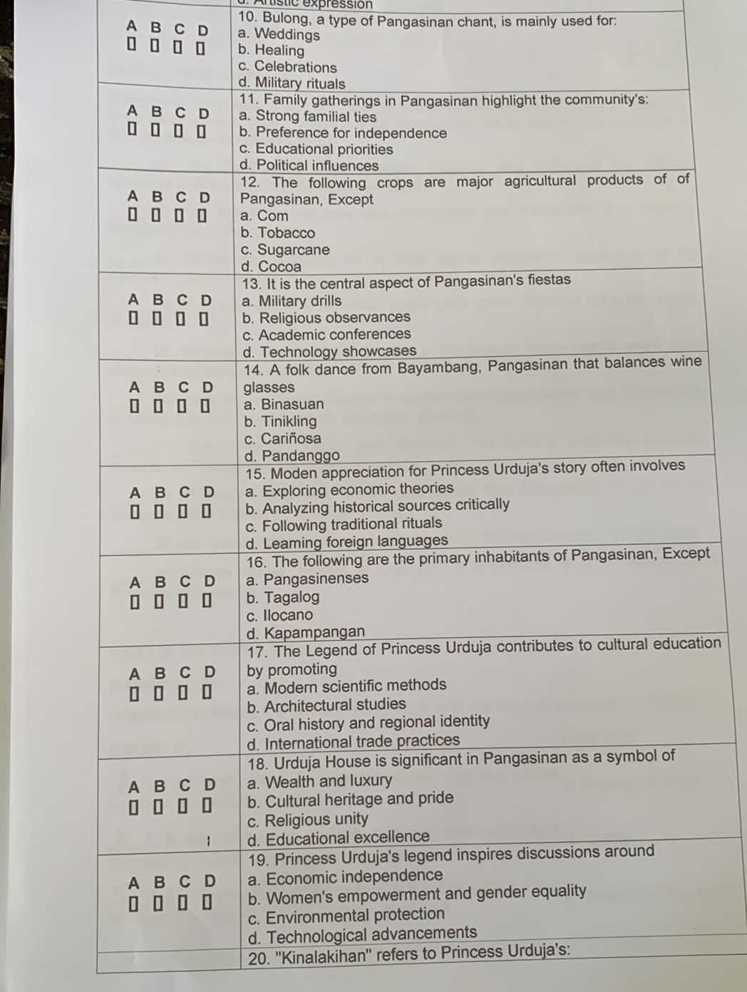10. Bulong, a type of Pangasinan chant, is | StudyX
