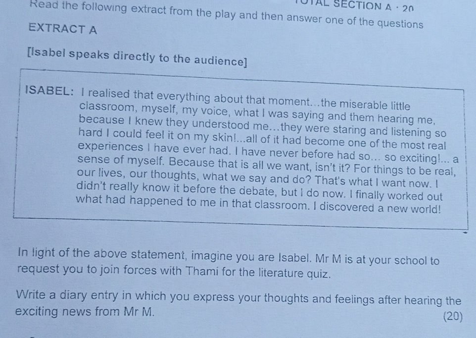 Read the following extract from the play and | StudyX