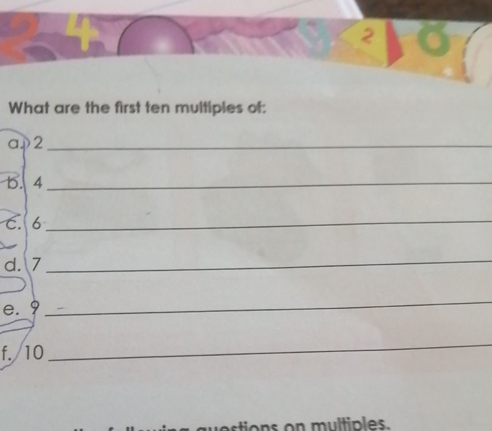 What are the first ten multiples of: a) 2 | StudyX