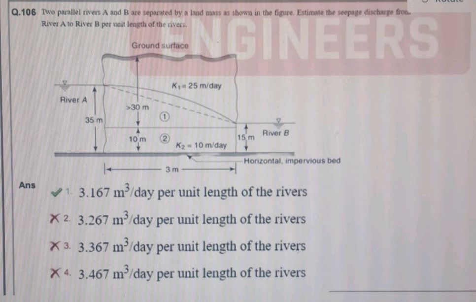 Q.106 Two parallel rivers A and B are | StudyX