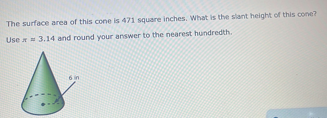 The surface area of this cone is 471 square | StudyX