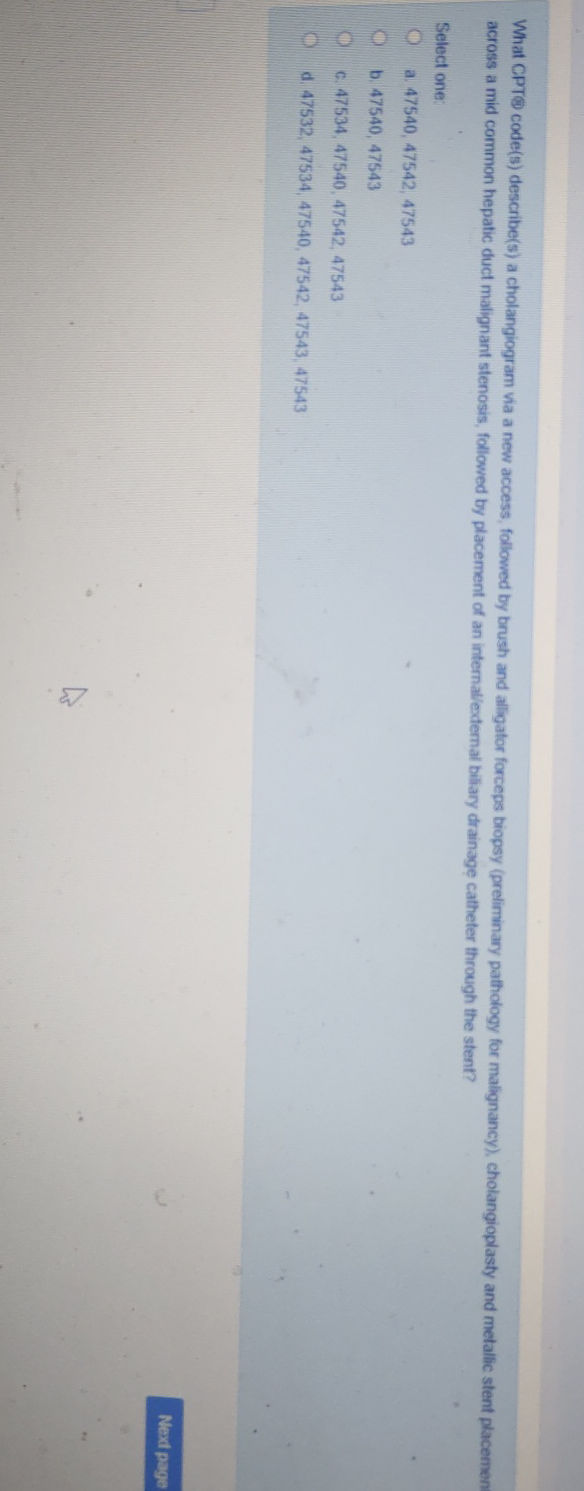 What CPT® code(s) describe(s) a | StudyX