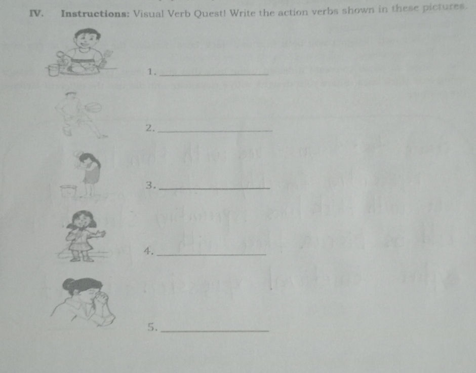 IV. Instructions: Visual Verb Quest! Write | StudyX