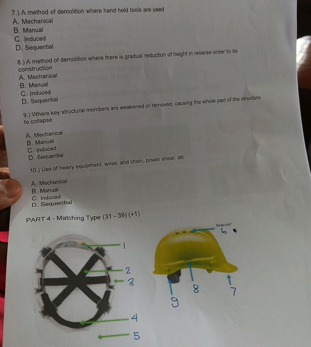 7.) A method of demolition where hand held | StudyX