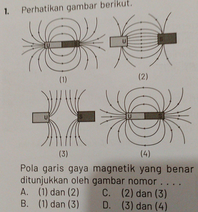 Perhatikan gambar berikut. Pola garis gaya | StudyX
