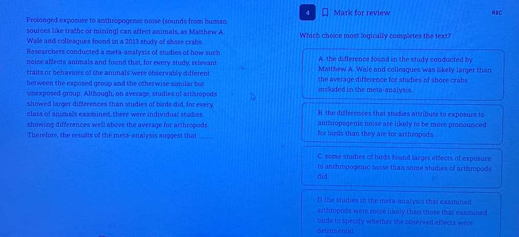 Which choice most logically completes the | StudyX