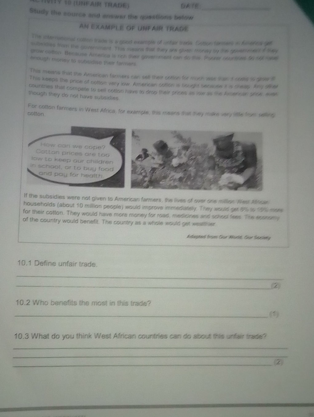 10 (UNFAIR TRADE) 10.1 Define unfair trade. | StudyX