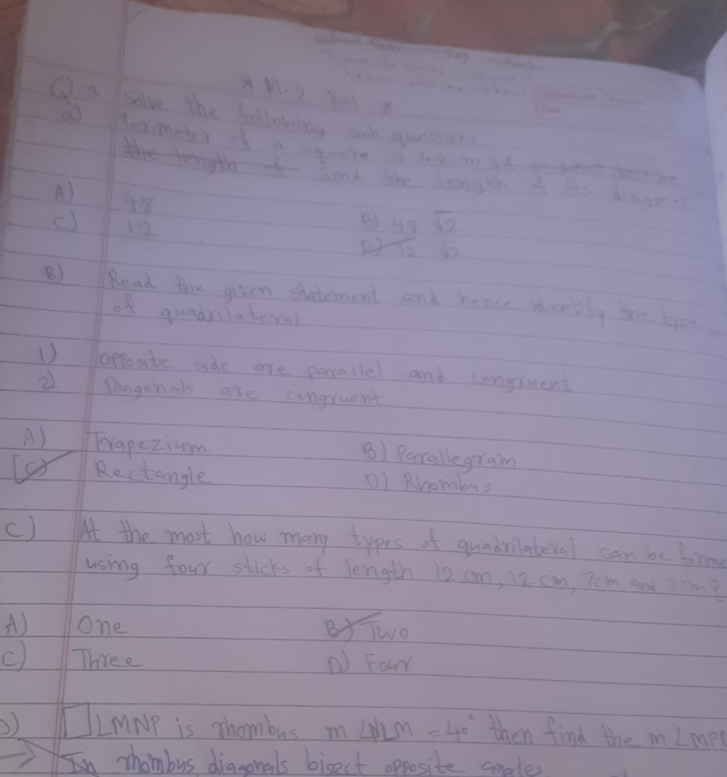 Q3 Solve the following sub questions. a) | StudyX