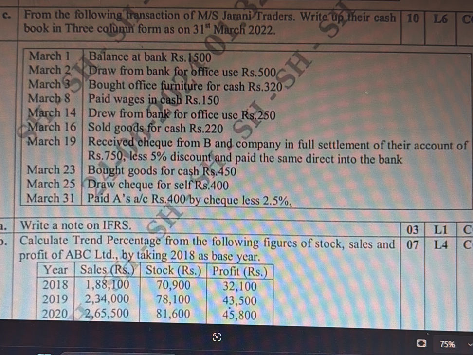 c. From the following transaction of M/S | StudyX