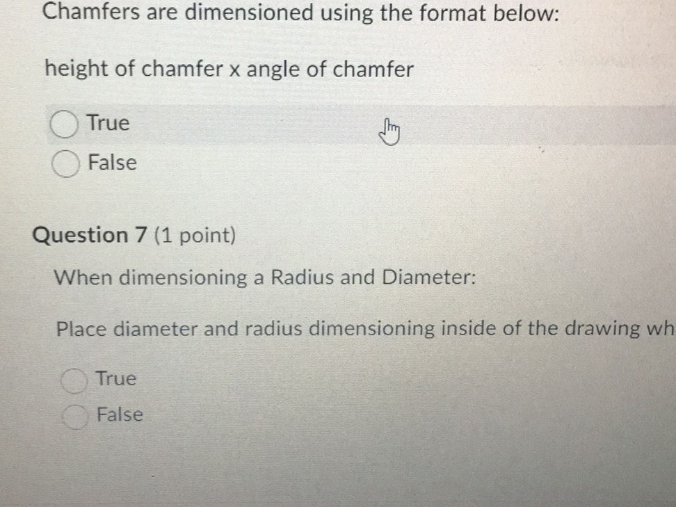 Chamfers are dimensioned using the format | StudyX