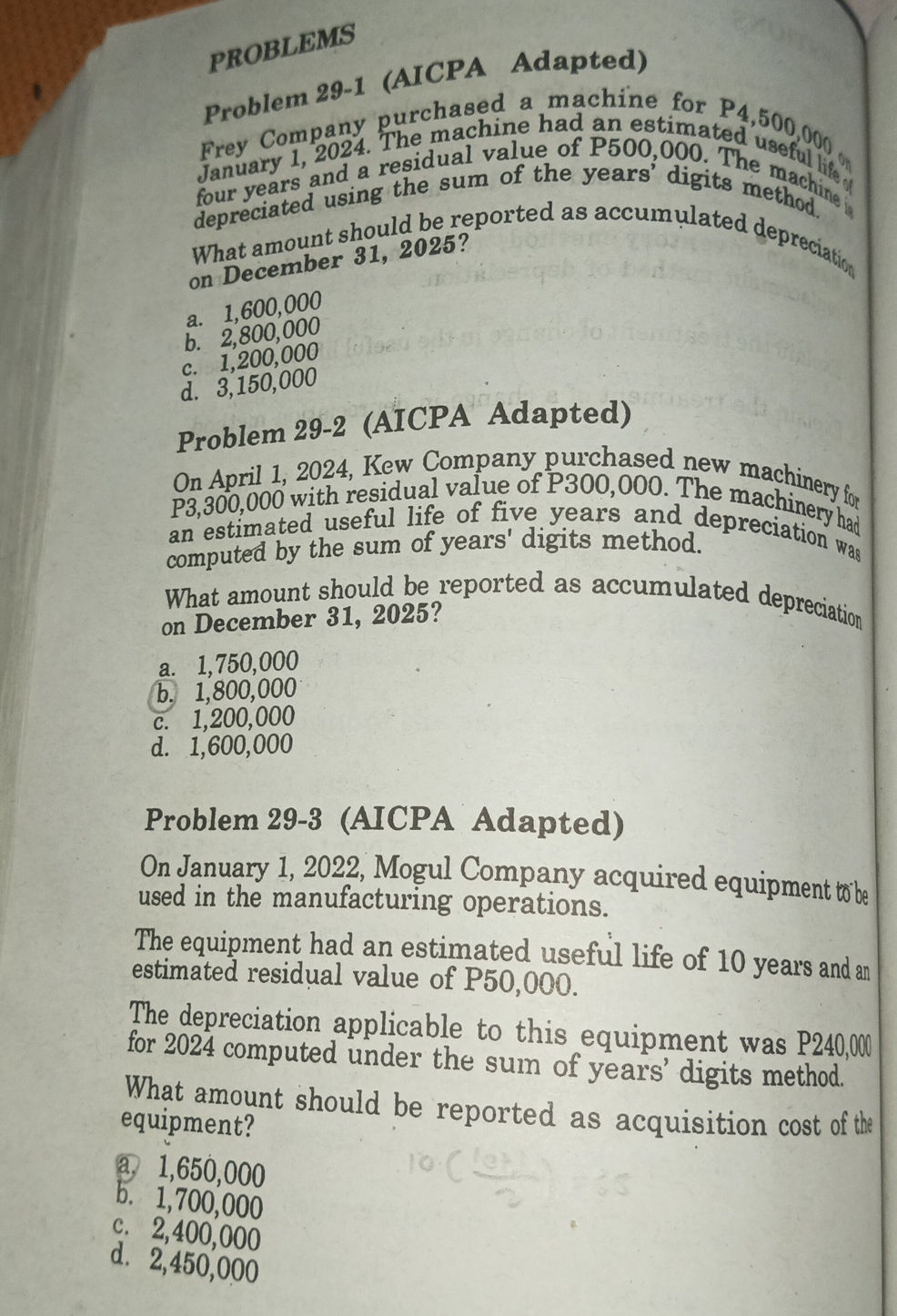 PROBLEMS Problem 29-1 (AICPA Adapted) Frey | StudyX