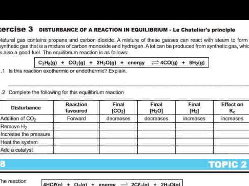 Exercise 3 DISTURBANCE OF A REACTION IN | StudyX