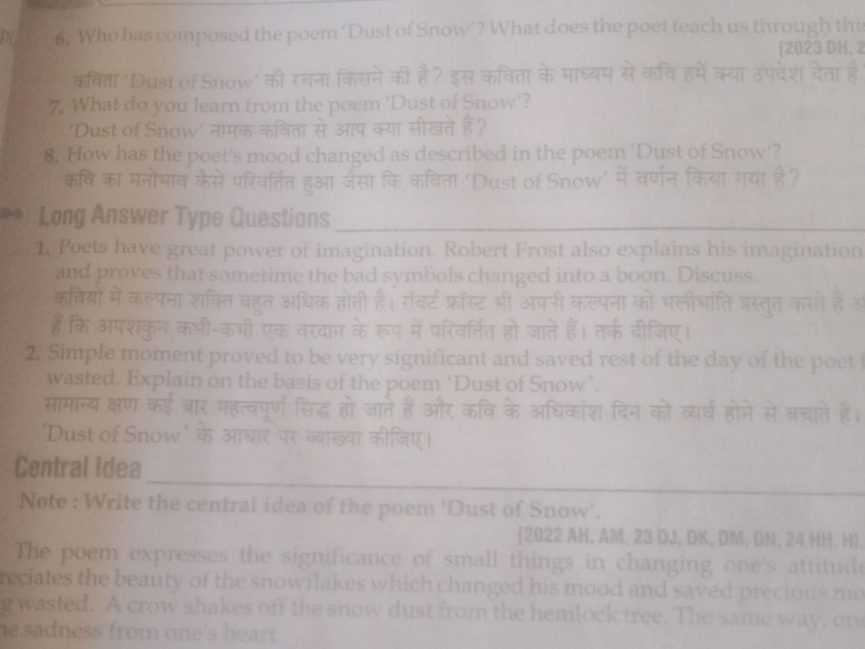 6. Who has composed the poem 'Dust of Snow'? | StudyX