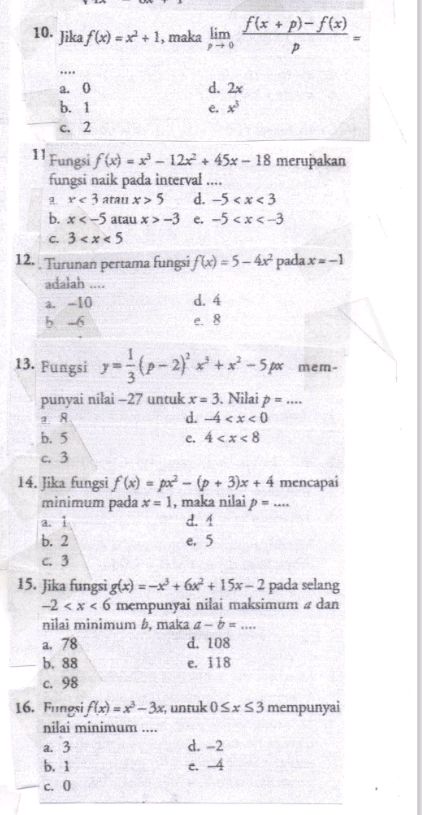 10. Jika $f(x) = x^2 + 1$, maka $_{p 0} | StudyX