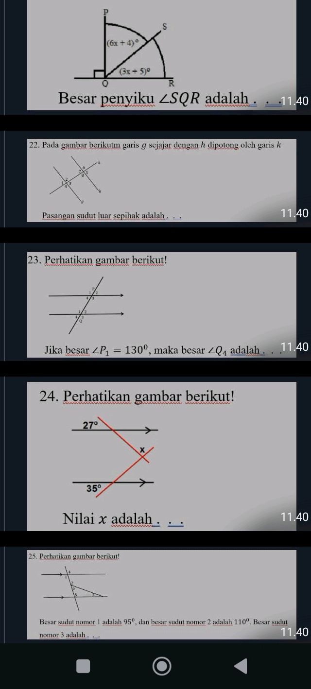 Besar penyiku $ SQR$ adalah... 22. Pada | StudyX