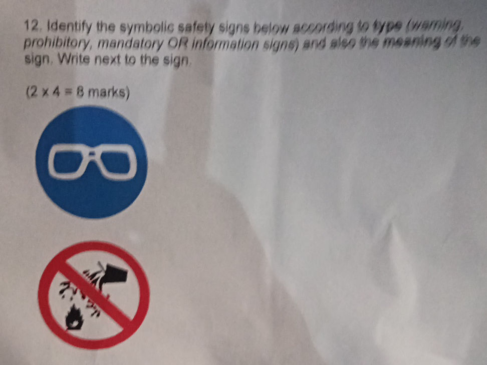 12. Identify the symbolic safety signs below | StudyX